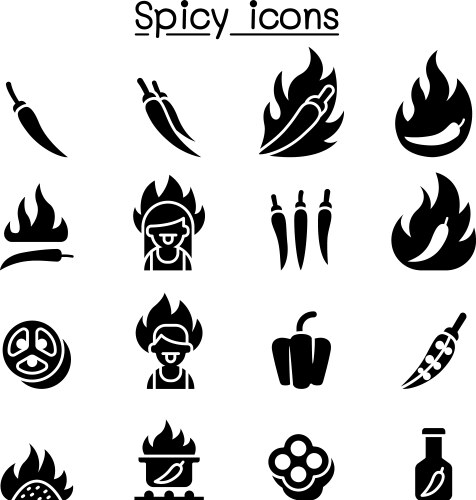 Fire flames set icons Royalty Free Vector Image