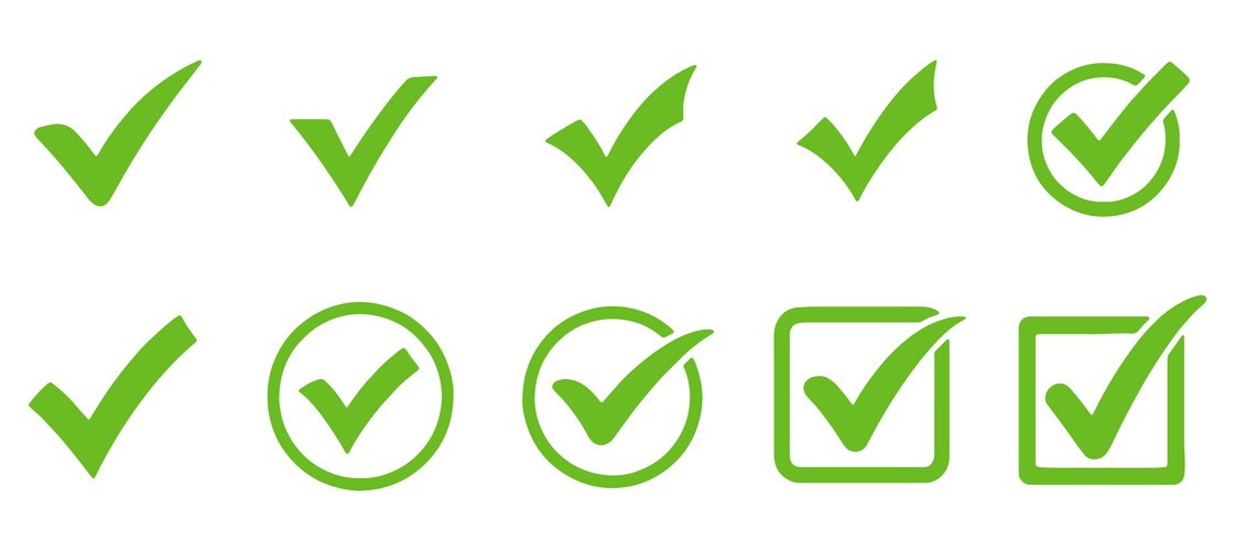 Six Green Checkmarks in Boxes – Royalty-Free Vector | VectorStock