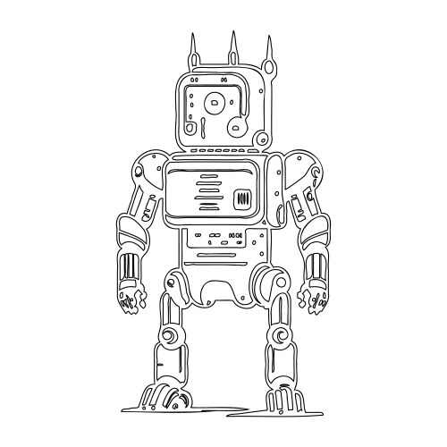 Robot outline sketch Royalty Free Vector Image