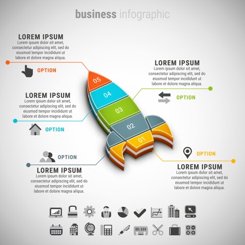 Infographic template 6 scrolling papers Royalty Free Vector