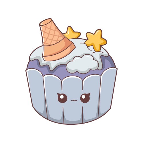 Cute cupcake character design Royalty Free Vector Image