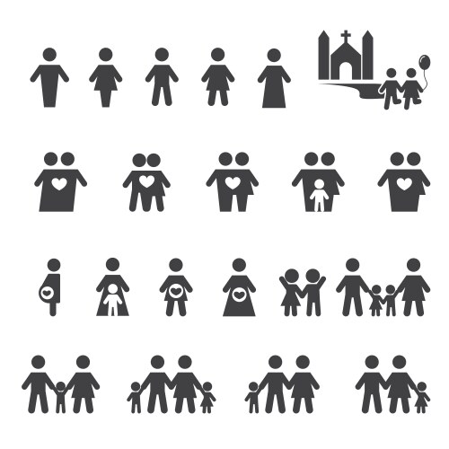 People family icons man and woman child pet Vector Image