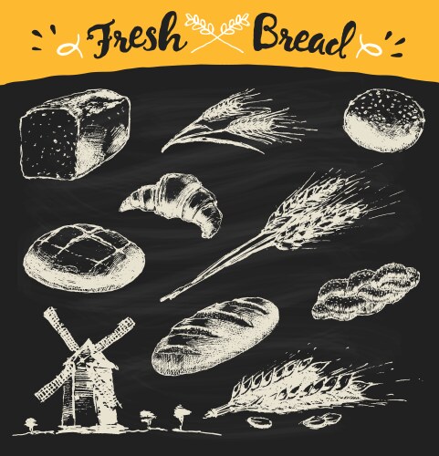 Bread and bakery design sketch doodle Royalty Free Vector