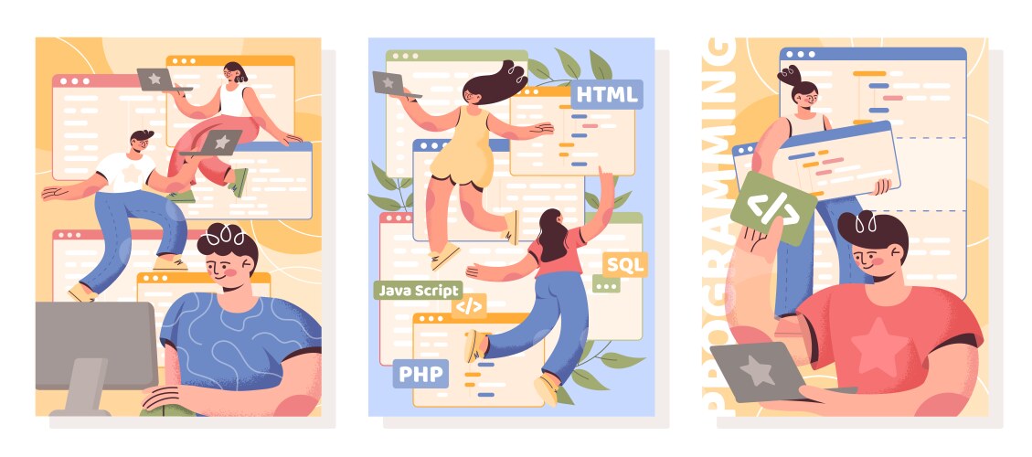 Software compute engineer landing header Vector Image