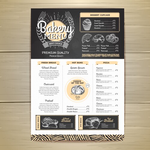 Bread pastry and bakery menu Royalty Free Vector Image