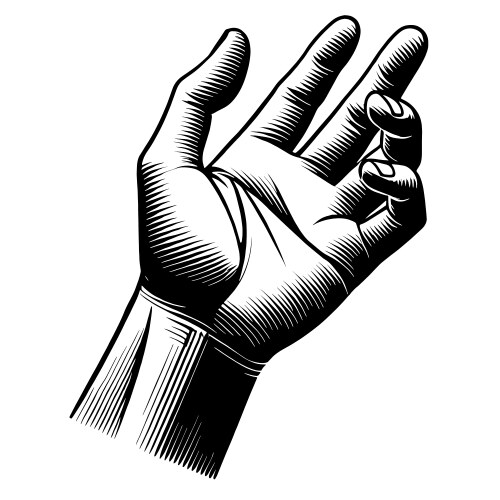 Detailed black and white of a human hand Vector Image