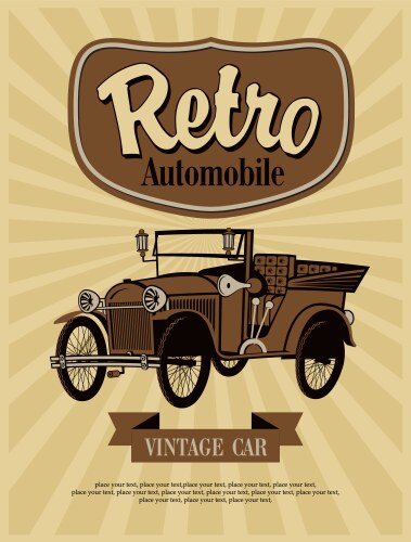 Motor show and restoration retro poster Royalty Free Vector