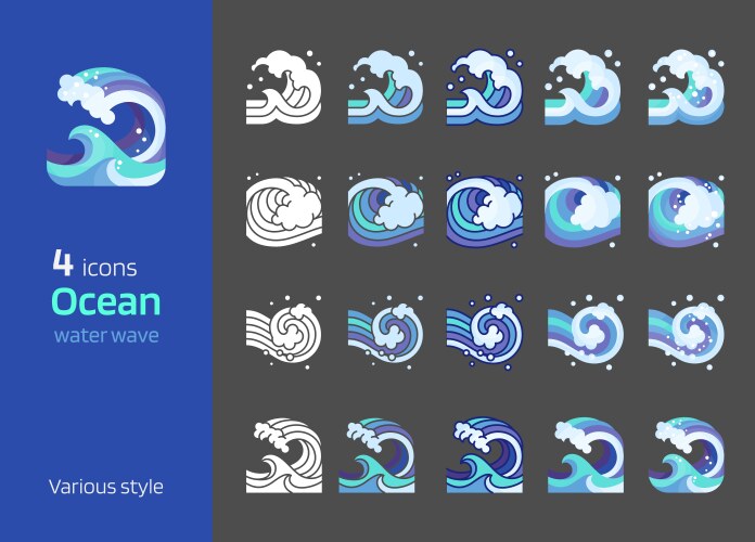 Japanese wave line art Royalty Free Vector Image