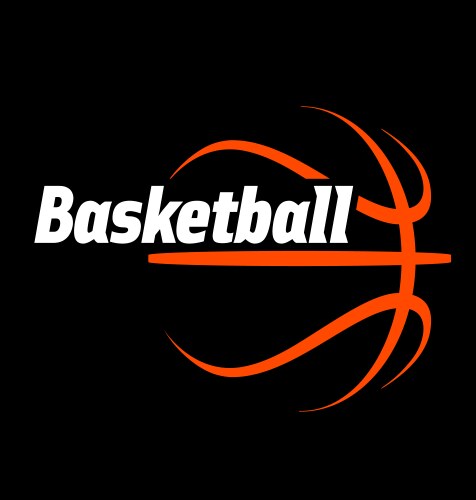 Basketball logo simple line drawing Royalty Free Vector