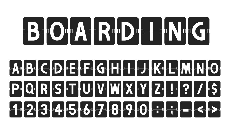 Airport mechanical flip board panel font Vector Image