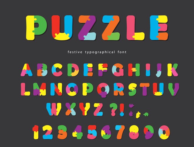Colorful cute alphabets abc font on black Vector Image