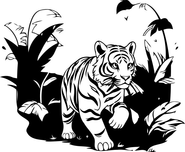A tiger lying on the ground wild animal Royalty Free Vector