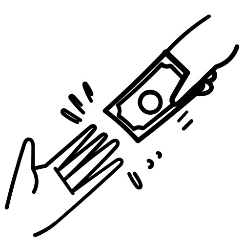 Hand holding money bill Royalty Free Vector Image