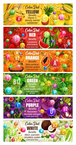 Nutrition and color diet infographic with charts Vector Image
