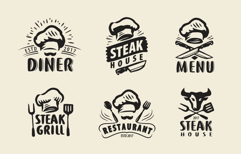 Restaurant logo diner cafe or cook chef Royalty Free Vector