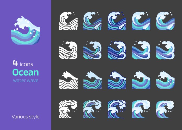 Japanese wave line art Royalty Free Vector Image