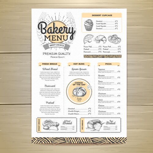 Bakery hand drawn posters vintage bread menu Vector Image