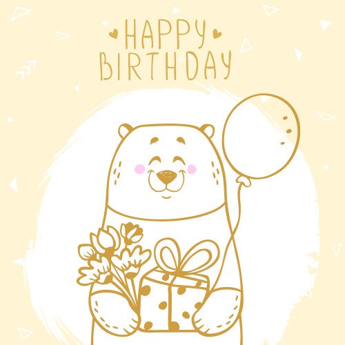 Drawing cute yellow bear with life ring having Vector Image