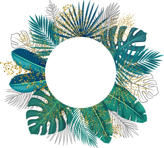 White label with tropic leaves Royalty Free Vector Image