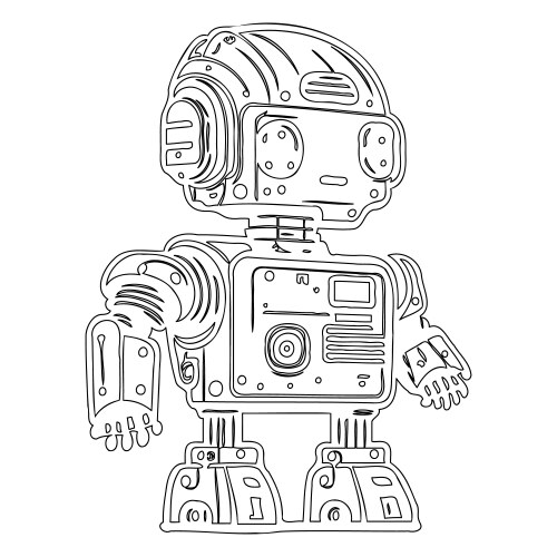 Robot outline sketch Royalty Free Vector Image