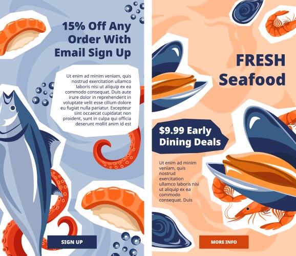 Label design with fresh seafood Royalty Free Vector Image