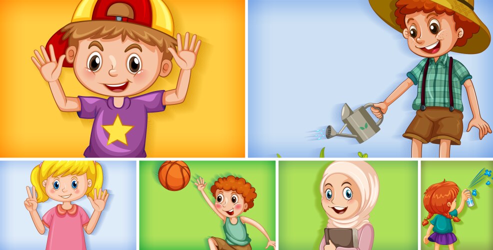 Set different kid characters Royalty Free Vector Image