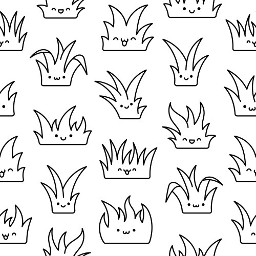 Kawaii natural lawn grass seamless pattern Vector Image