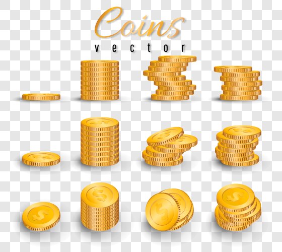 Realistic stack of gold coins isolated on white Vector Image