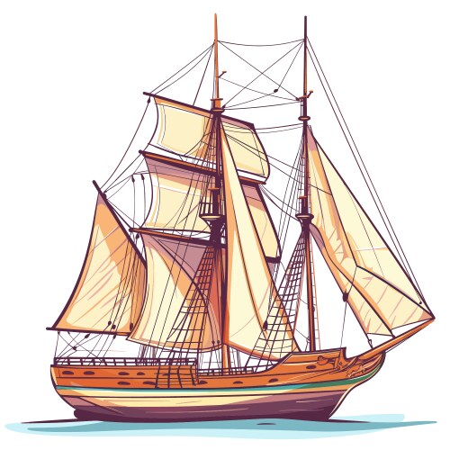 Sailing ship colorful Royalty Free Vector Image