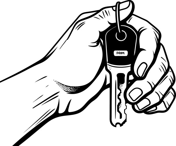 Hand and key emblem of control reach symbol Vector Image