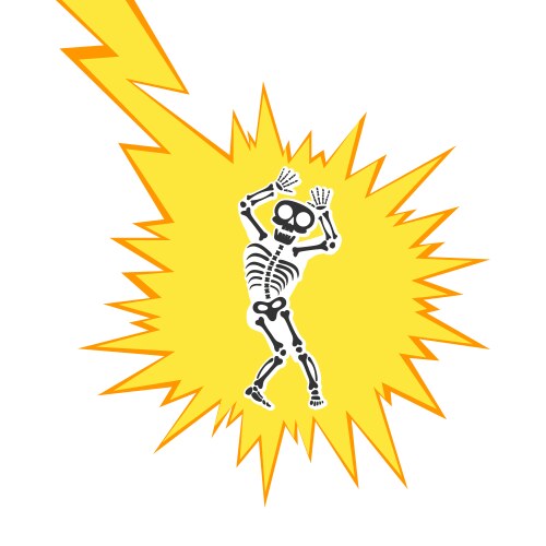 Skeleton electric shock by high voltage Royalty Free Vector