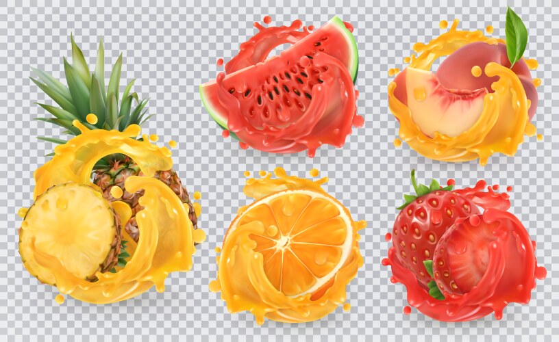 Tropical Fruit Splash & Berry Mix Royalty Free Vector