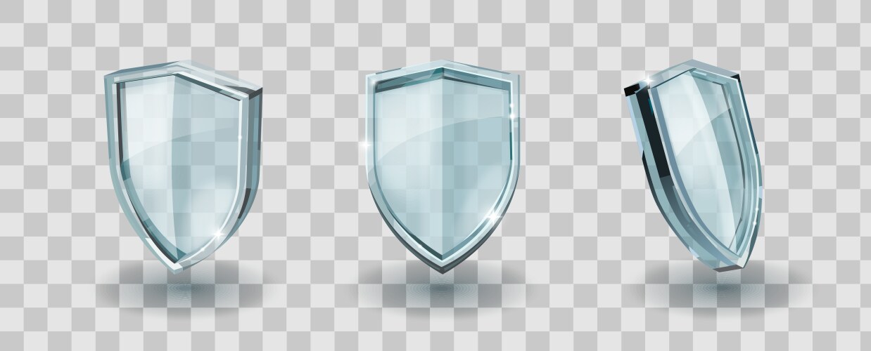 Glass security shields shown from different angles