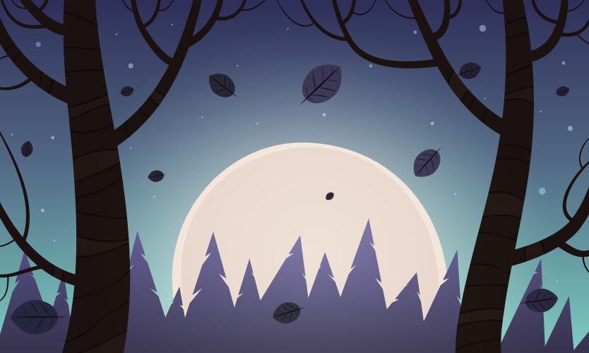 Cartoon night landscape Royalty Free Vector Image