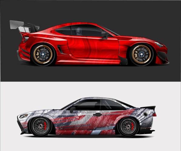 Sports car decal graphics wrap Royalty Free Vector Image