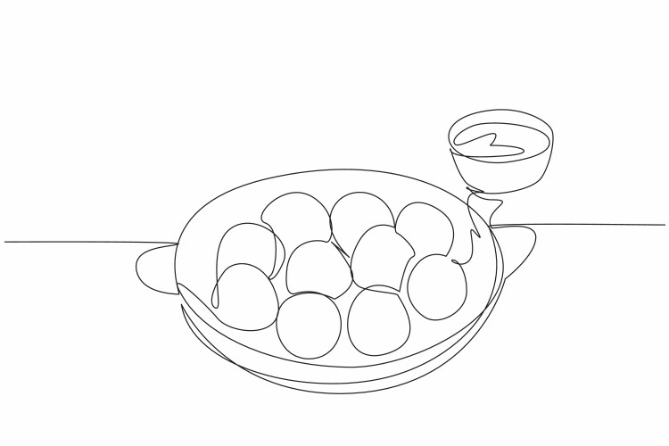 Single continuous line drawing chicken wings Vector Image