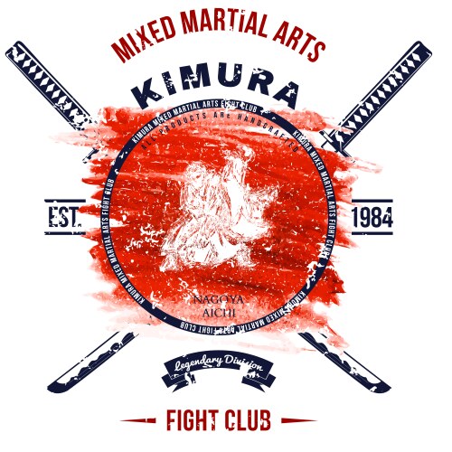 Mma japanese fight club prints Royalty Free Vector Image