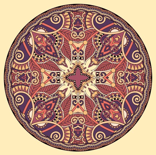 Decorative design of circle dish template Vector Image