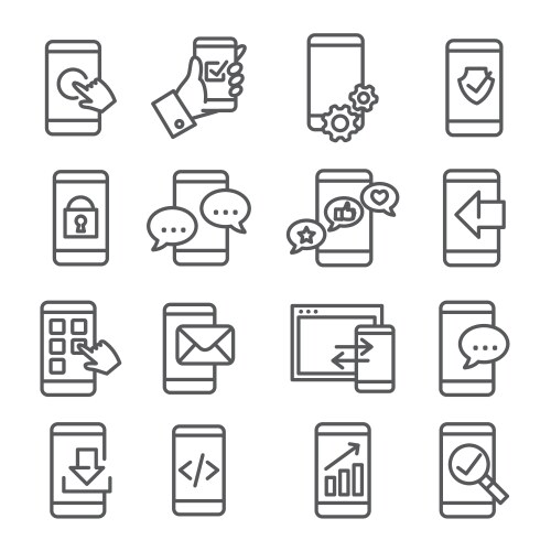 Contact line icons on white background Royalty Free Vector