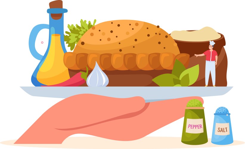 Baking bread flat composition Royalty Free Vector Image