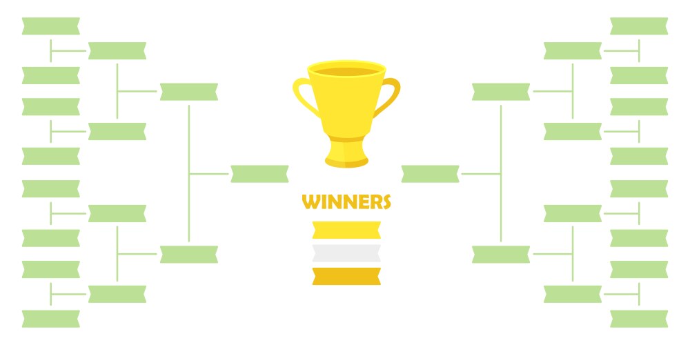 Tournament grid system gold cup with list Vector Image