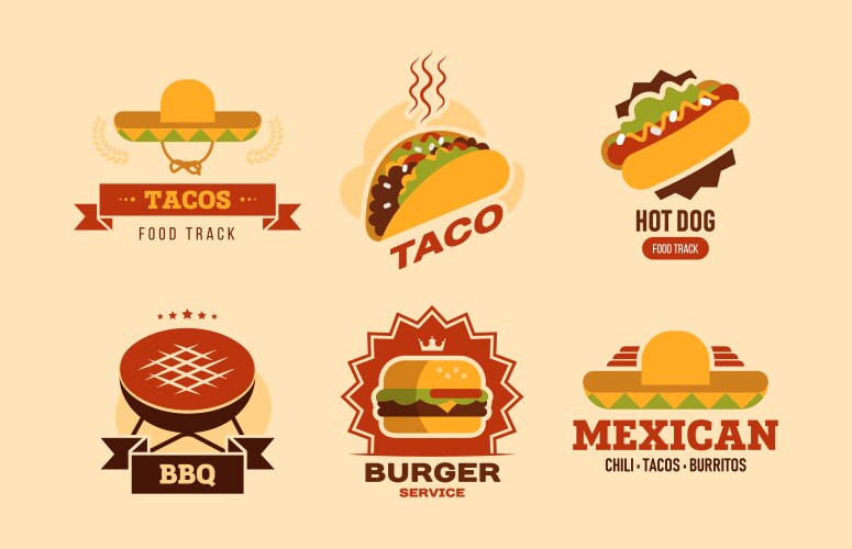 Cute cartoon fast food logo icon Royalty Free Vector Image