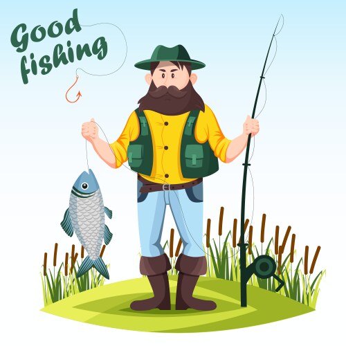 Fisherman isometric Royalty Free Vector Image - VectorStock