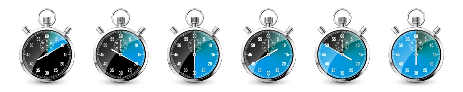 Realistic classic stopwatch shiny metal Royalty Free Vector
