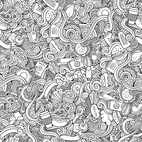 Hand drawn seamless pattern fast food doodle Vector Image