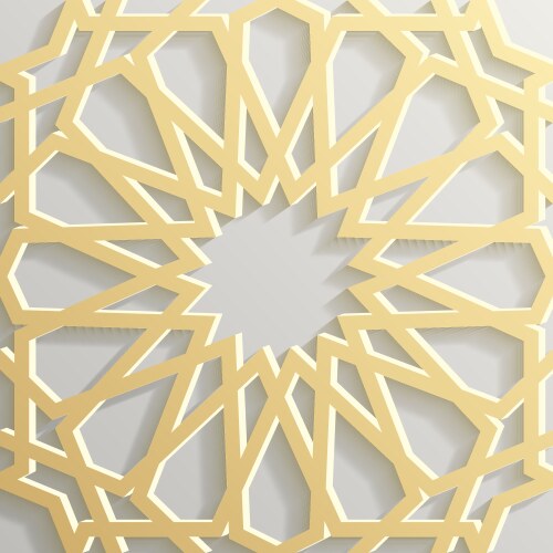 Islamic 3d golden origami round ornament Vector Image