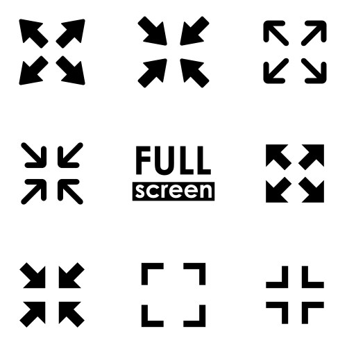 Full screen and exit icon set Royalty Free Vector Image