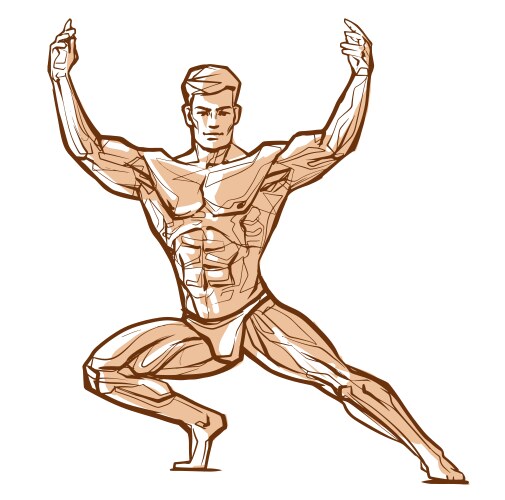 Bodybuilder flexing muscle pose Royalty Free Vector Image