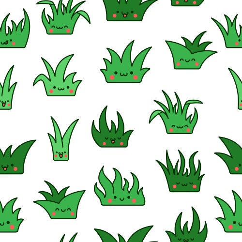 Kawaii natural lawn grass seamless pattern Vector Image