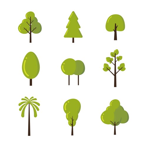 Green forest trees cartoon Royalty Free Vector Image